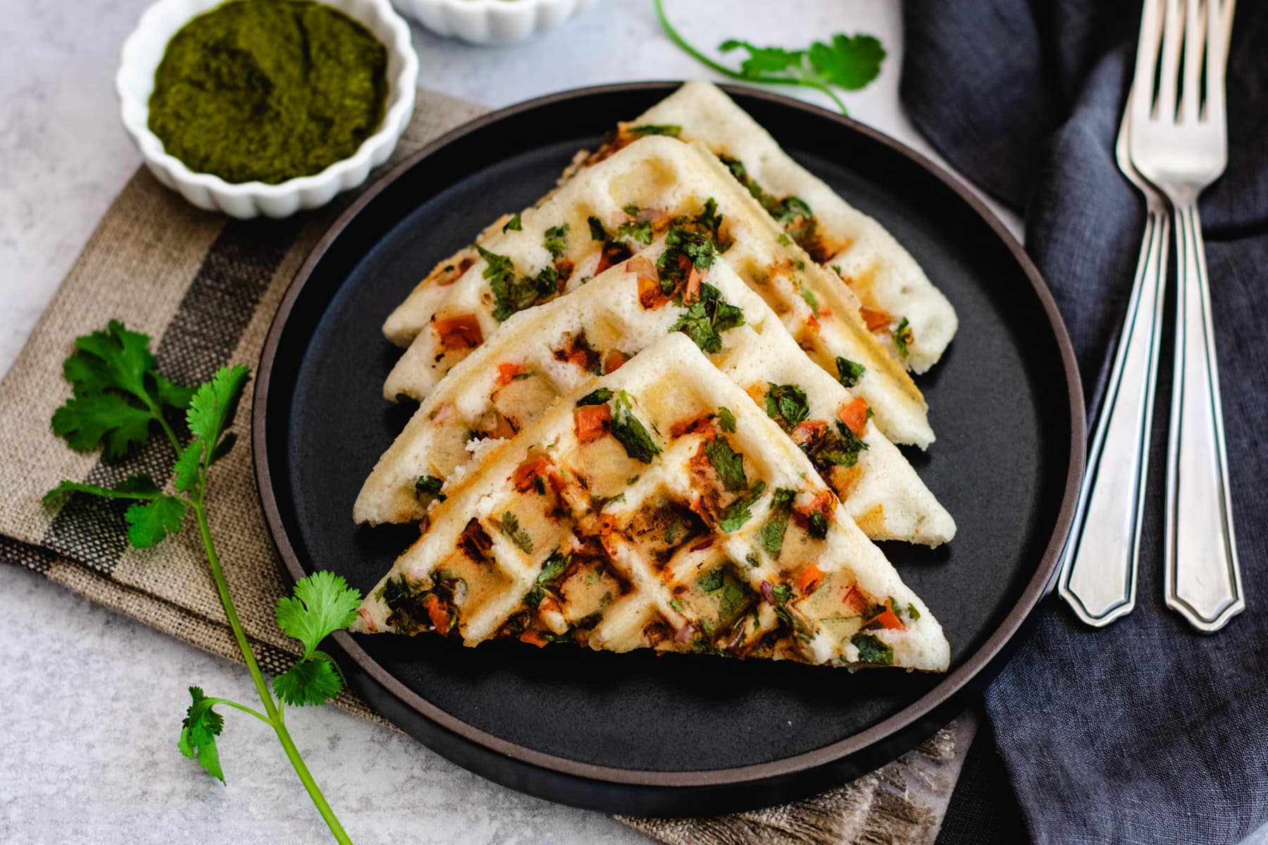 Uttapam Waffles | Dosa Waffles - Spice Cravings