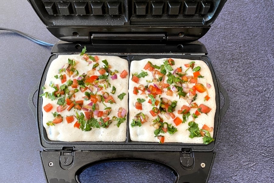 Uttapam Waffles | Dosa Waffles - Spice Cravings